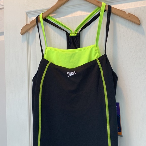 Speedo | Tops | Speedo Endurance Womens Sport Neon Black Halter With ...